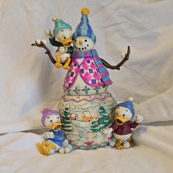 Disney | Holiday | Disney Snowman Figurine With Donald Duck And Nephews ...